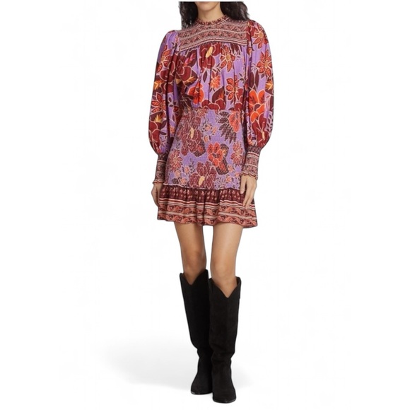 FARM Rio | Dresses | Farm Rio Sweet Floral Smocked Mini Dress Boho ...